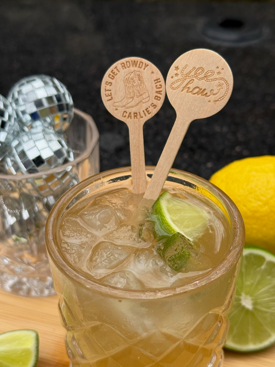 50 Custom Wood Engraved Stir Sticks, Cocktail sticks, Bachelor, Let's ...