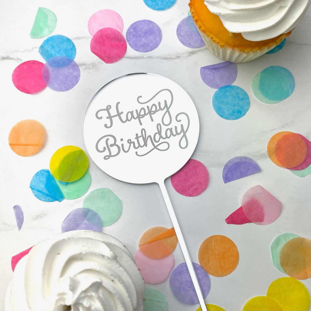 Happy Birthday Cake Topper - Round Whimsy – Occasional Paper Cuts