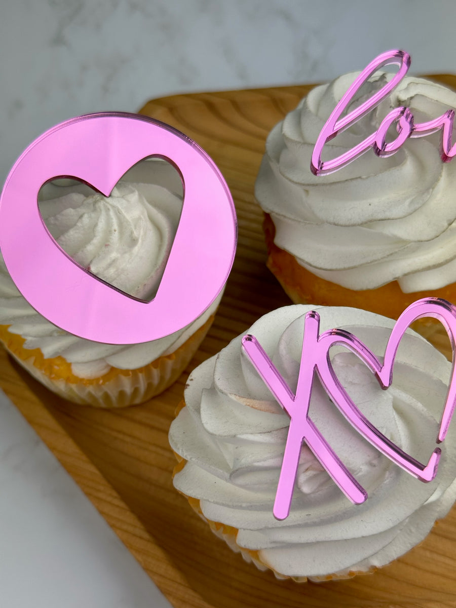 Cut Out Love Cupcake Toppers, Happy Valentines Day Cake Charms, XOXO ...